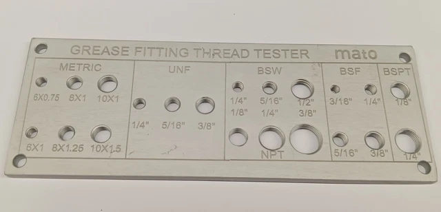 GREASE NIPPLE ZERK Bolt Thread Checker Tester Unf Anf Bsw Npt Bsf Bsp ...