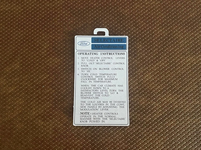 SELECTAIRE AIR CONDITIONING Tag Suit Ford Falcon Fairmont GT GTHO GS XW ...