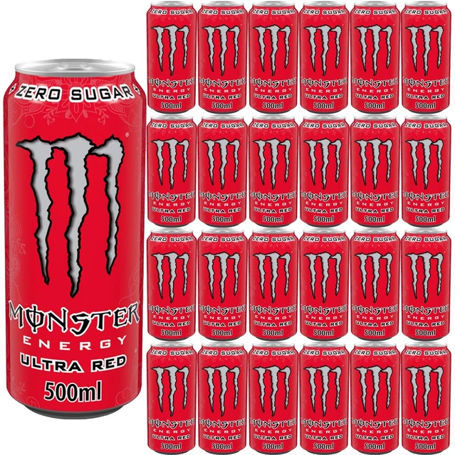 MONSTER ULTRA RED Energy Drink Can 500ml (Pack of 24) Best Before 31/08 ...