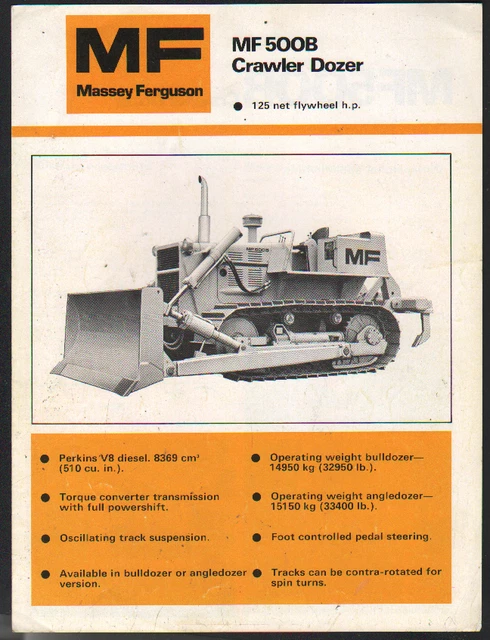 MASSEY FERGUSON &MF 500B" Crawler Tractor Dozer Brochure Leaflet £6.00 - PicClick UK