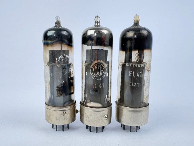 3X SIEMENS / Valvo EL41 Röhre Metal Base Rarität sehr seltene Versionen ...