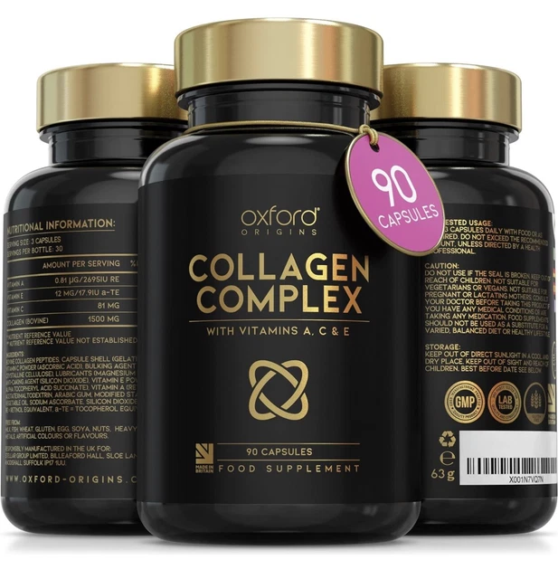 COLLAGEN POWDER CAPSULES + Vitamin A C & E For Men & Women Anti Ageing ...