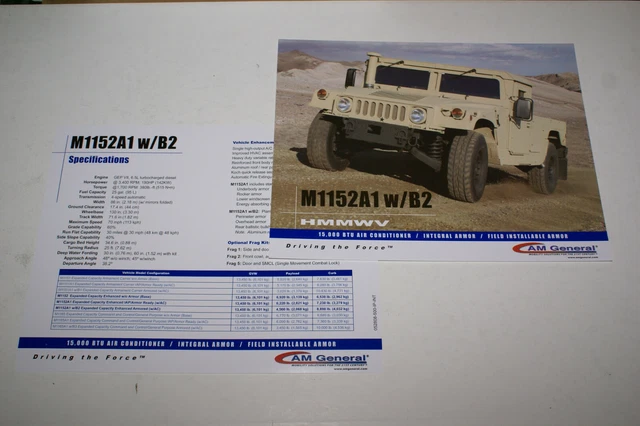 HUMMER HMMWV M1152A1 - B2 US army jeep militaire brochure catalogue ...