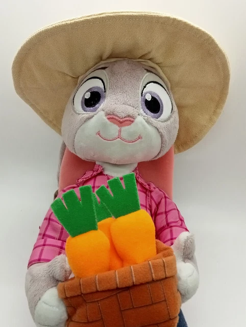 ZOOTOPIA JUDY HOPPS Rabbit Farmer with Carrots 15" Disney Store Soft ...