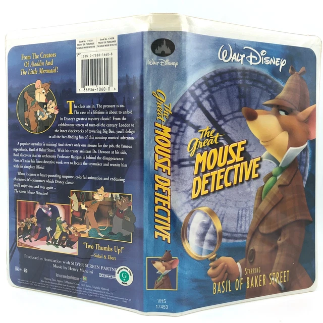 THE GREAT MOUSE Detective Walt Disney VHS 1999 Starring Basil Of Baker ...