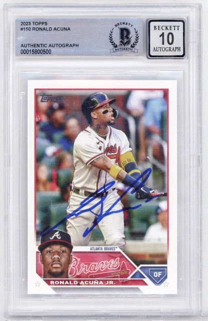 Ronald Acuna Jr Auto Signé 2023 Topps Series One 150 Bas 10 Atlanta