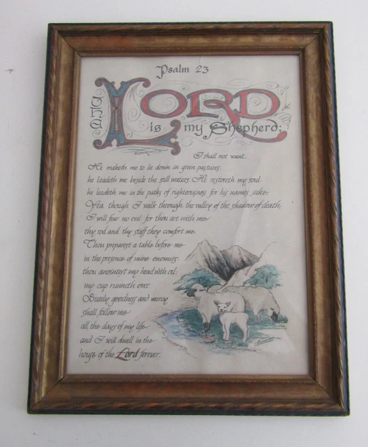 FRAMED PICTURE PSALM 23 The Lord is My Shepherd Christian Bible Verse £ ...