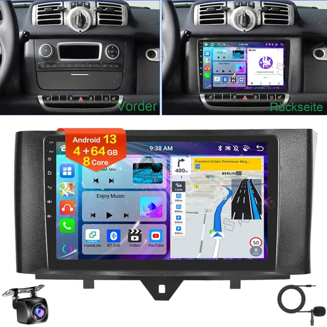 FÜR SMART FORTWO 451 2010-2015 4+64GB Android 13 Autoradio GPS Navi Carplay DSP EUR 174,99 ...