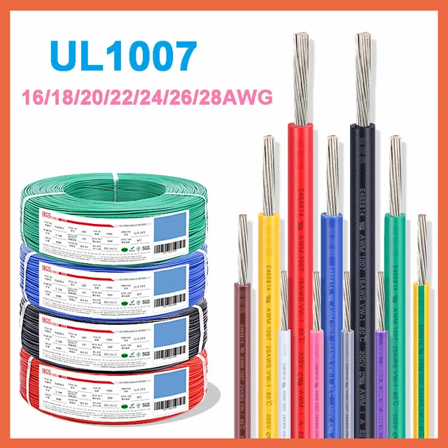 STRANDED FLEXIBLE PVC Wire Hookup Cable 16/18/20/22/24/26/28AWG All ...