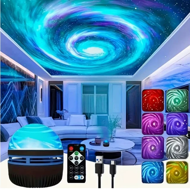 LED NORTHERN LIGHTS Projector Aurora Borealis Lamp USB Remote Bedroom ...