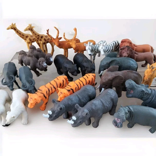 TOY SAFARI ANIMALS Plastic x 25 JA- RV Approx 10cm Bulk Lot VGC $39.00 ...