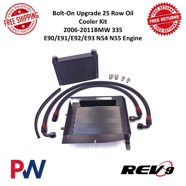 REV9 BOLT-ON UPGRADE 25 Row Oil Cooler Kit For 2006-11 BMW 335i E90/E91 ...
