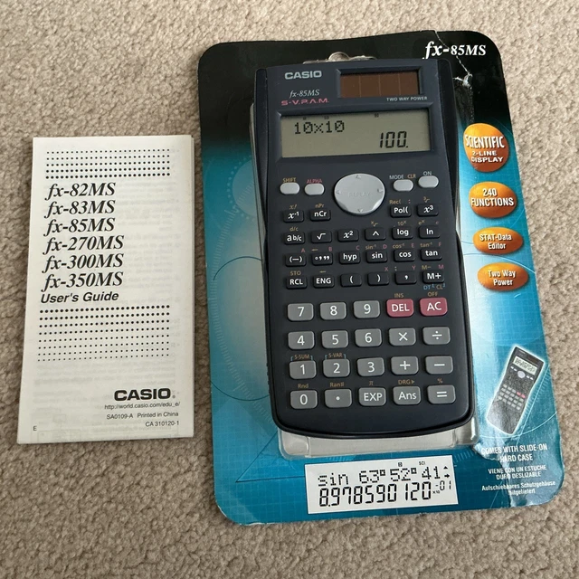 CASIO FX-85MS SCIENTIFIC 2 line display Calculator 240 functions Black ...