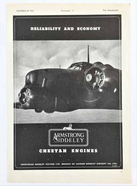 CHEETAH ENGINES -WW2-SECOND WORLD WAR-AIRCRAFT AD-VINTAGE AVIATION ...