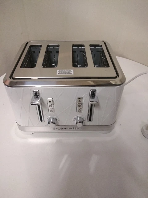 RUSSELL HOBBS STRUCTURE Toaster 4 Slice Lift and Look Frozen Reheat 28100 White £30.00 - PicClick UK