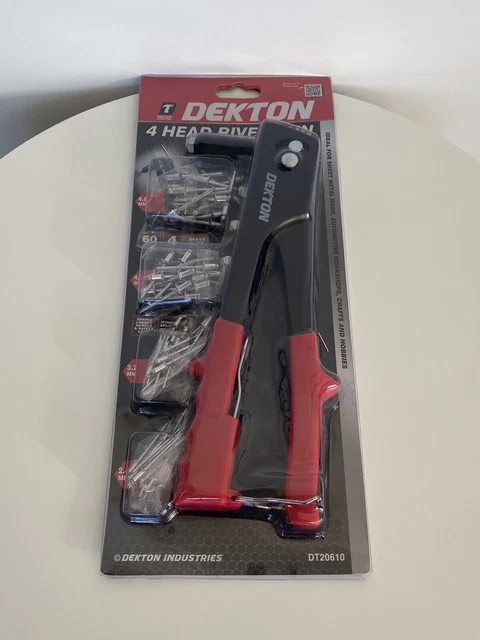DEKTON HEAVY DUTY 4 Head Nozzle Pop Rivet Gun Hand Riveter Tool 60 ...