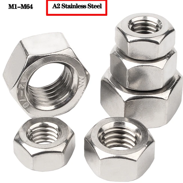 HEX FULL NUT Hexagon Nuts M1/M1.2/M1.4/M1.6/M2.5/M3/M3.5 -M64 A2 Stainless Steel EUR 1,58 ...