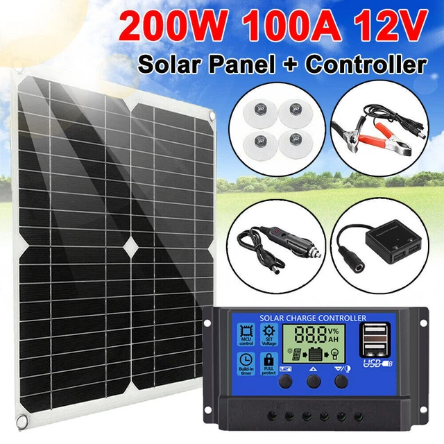 KIT PANNEAU SOLAIRE 200 watts 100A 12V chargeur de batterie avec contrôleur caravane bateau EUR ...