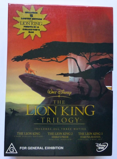 The Lion King Trilogy From Disney 3 Disc Dvd Box Set In Like New