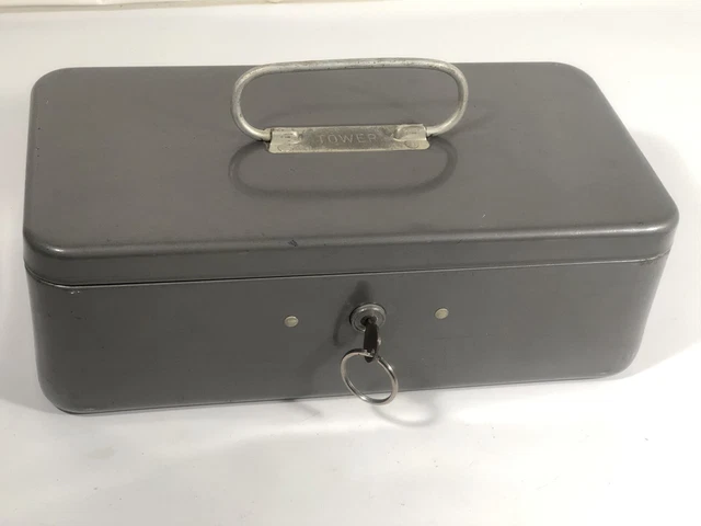 VINTAGE TOWER LOCK Box Metal Species Document Safe Storage with Key ...