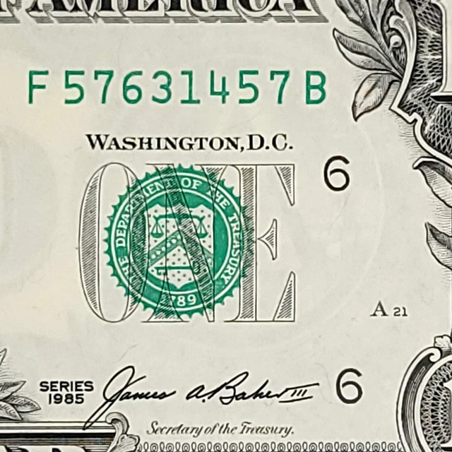 OLD NOTE 1985 One Dollar Bill F57631457B Atlanta FB Block Crisp $10.00 ...