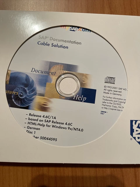 SAP CD, MYSAP Dokumentations Cable Solution 4.6C / 1A von 1992-2001 EUR ...