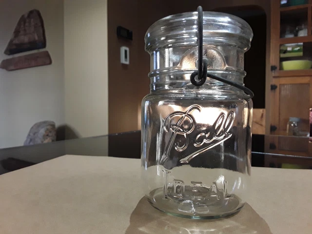 VINTAGE BALL IDEAL Wire Lock Mason Jar Wire Side Glass Food Storage ...