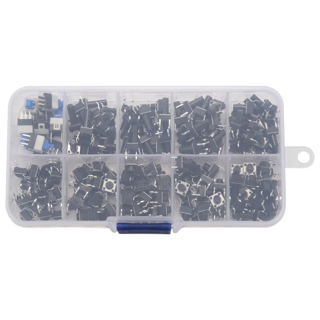 TACTILE PUSH BUTTON Switch Micro-Momentary Tact Assortment Kit (6x6 ...