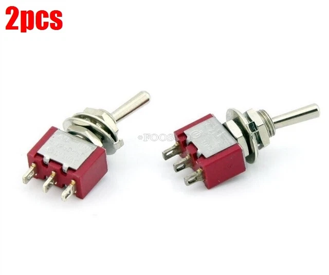 2PCS TOGGLE SWITCH MTS-102 3Pin Mini Spdt On-On 5A 125Vac Red Color gv ...