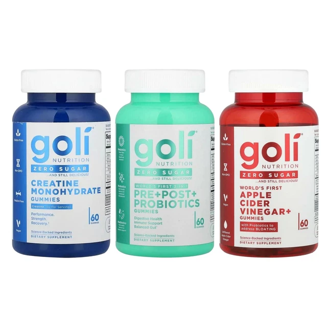 GOLI ZERO SUGAR Trio Worlds First 3in1 Pre,post,probiotic, ACV ...
