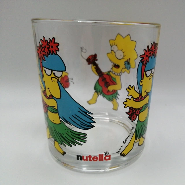 THE SIMPSONS NUTELLA Glass Lisa Maggie 2000 Rare Tumbler Glass Drink £7 ...