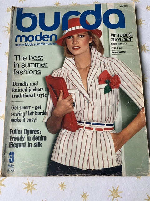 VINTAGE BURDA MODEN Sewing Pattern Magazine March 1976 German with English Supp £6.80 - PicClick UK
