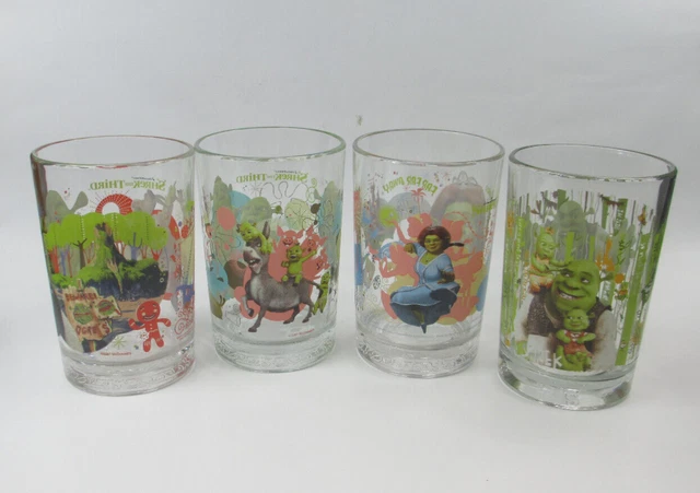 MCDONALDS DREAMWORKS 2007 Shrek the Third Glass Collector's Cup Set Of ...