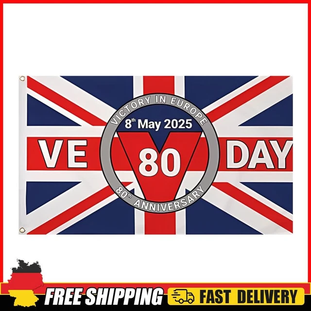 2025 VE DAY 80th Anniversary 150x90cm Flag Decorations Memorabilia ...
