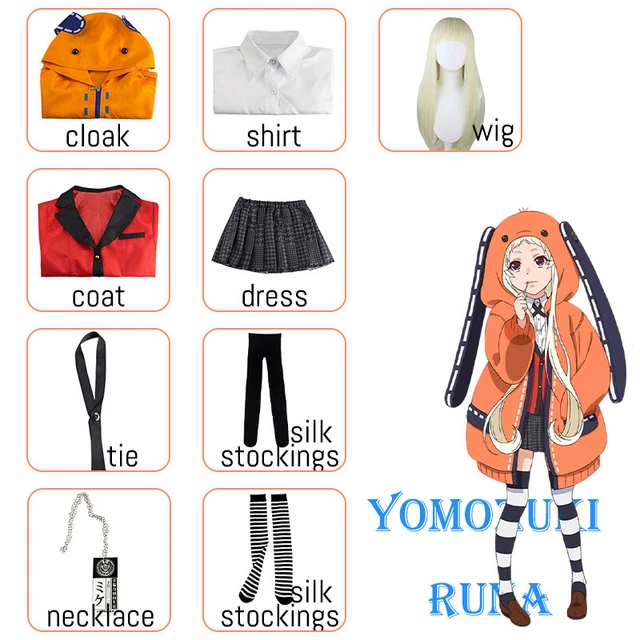ANIME KAKEGURUI JABAMI Yumeko Yomoduki Runa Cosplay Costume Uniform ...
