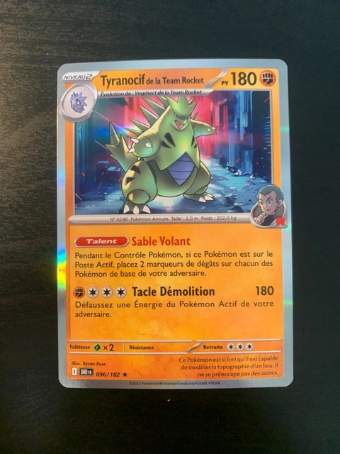 CARTE POKÉMON HOLO Tyranocif de la Team Rocket 096/182 DRI FR NEUF EUR ...
