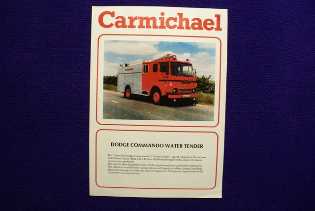 CARMICHAEL DODGE COMMANDO G.13 Water Tender Type B Fire Truck Sales ...