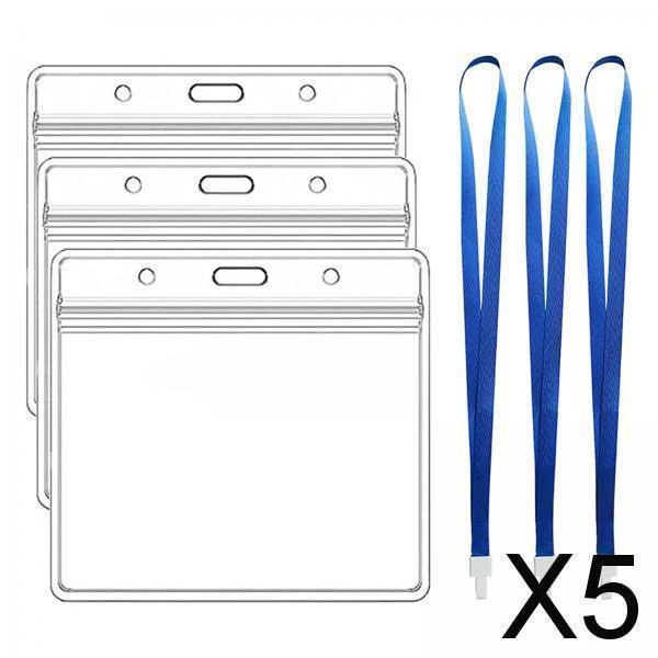 5X CLEAR ID Badge Holder Laryard Office School Pochette Porte-cartes ...