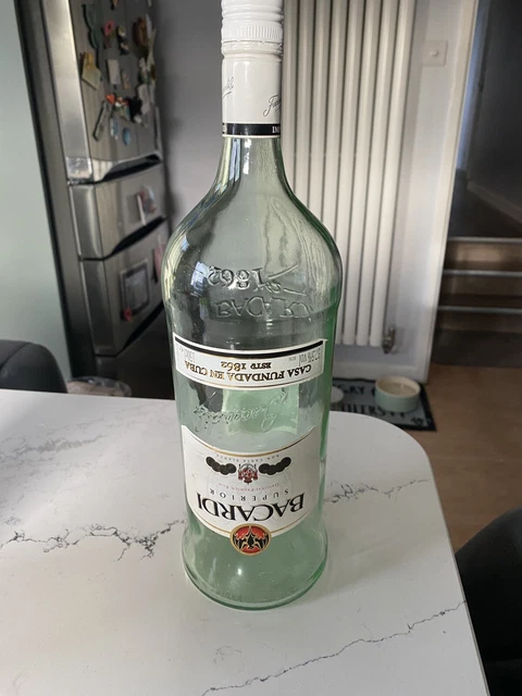 BACARDI WHITE RUM 1.5 Litre Empty Optic Bottle With Upside Down Label £ ...