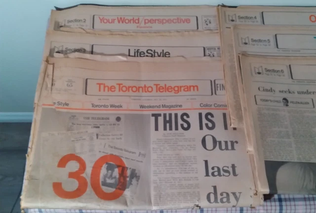 VINTAGE ORIGINAL CANADIAN Toronto Telegram Newspaper * Final Issue Oct ...