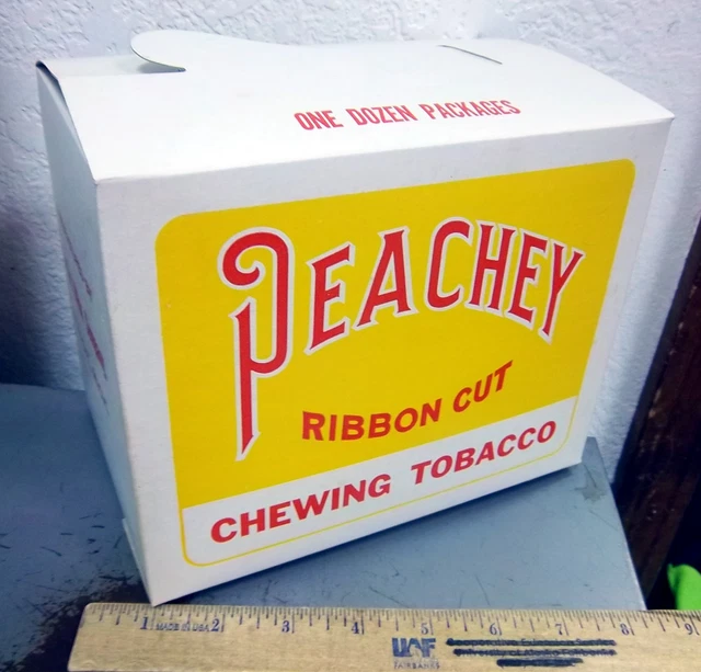 VINTAGE 1930S PEACHEY Ribbon Cut Chewing Tobacco store display carton ...