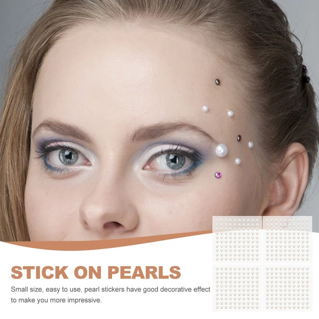 4 SHEETS DECORATIVE Pearl Sticker Makeup Stickers Jewel Self Adhesive ...