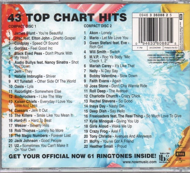 VARIOUS ARTISTS NOW That's What I Call Music 61 CD Europe Virgin 2005 2 ...