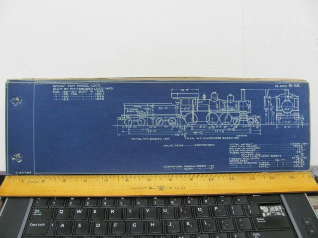 BALTIMORE & OHIO Railroad Orig Blueprint Data Diagram B-38 Locomotives ...