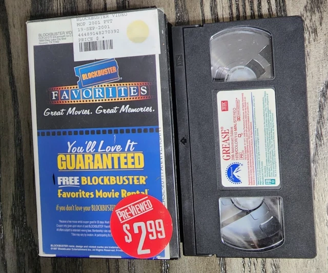 BLOCK BUSTER GREASE VHS Movie 20th Anniversary Edition Former Rental Un ...