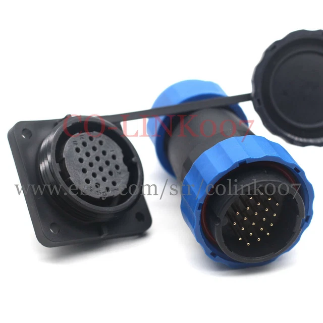 22PIN WATERPROOF CONNECTOR,SD28 Bulkhead Industrial LED power Signal ...