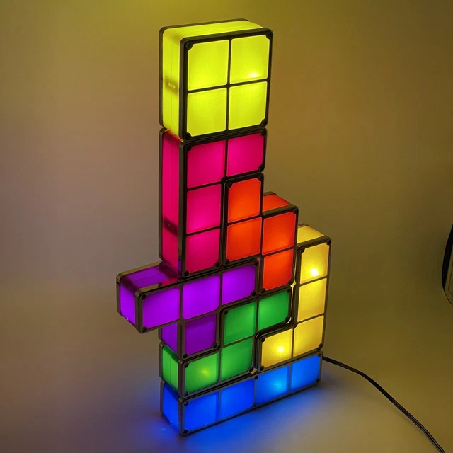 TETRIS STACKABLE LED Desk Lamp, Light Up Display, Retro Gaming Puzzle ...