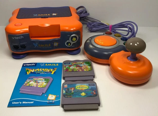 VTECH VSMILE TV Learning System Console 1 Controller 2 Games Works NO ...