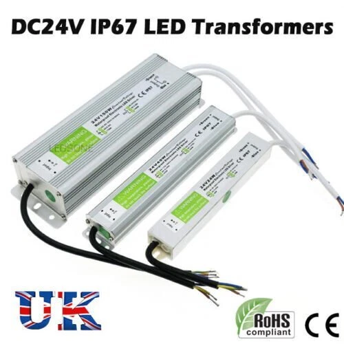 24V WATERPROOF LED Driver Power Supply Transformer IP67 10W - 200W ...