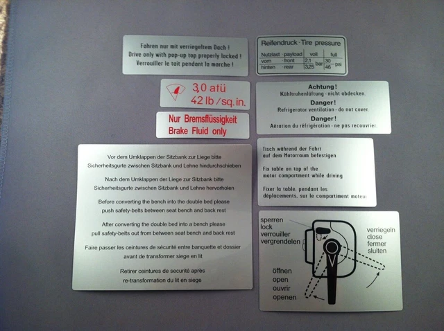 VW WESTFALIA T2 Interior decal set Berlin/Helsinki £18.50 - PicClick UK